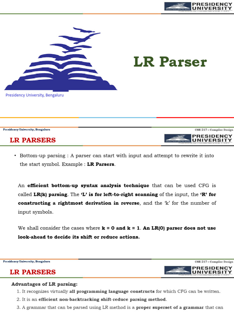 23, 24, 25 - Cse 3167 - Compiler Design - LR - SLR Parsers | PDF | Parsing | Computer Science