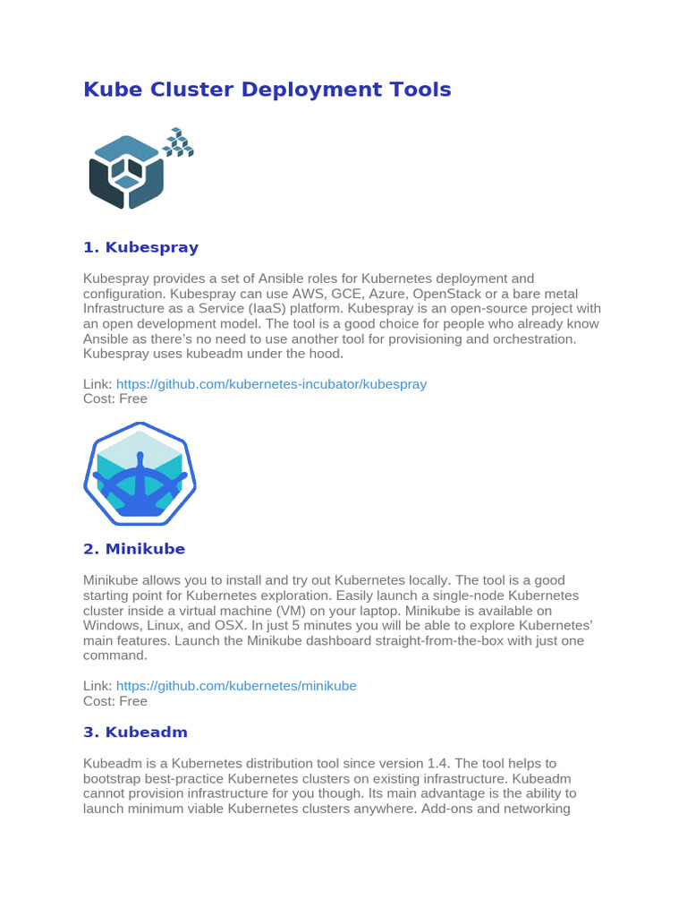 Kube Cluster Deployment Tools | PDF | Cloud Computing | Proxy Server