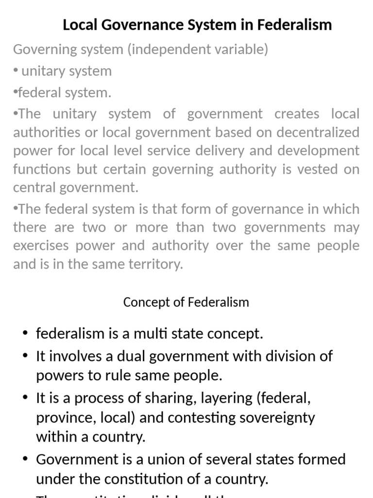 Local Governance in Federal Systems | PDF | Federalism | Constitution