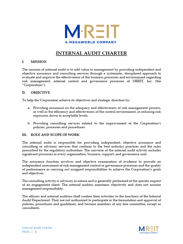 Internal Audit Charter Overview | PDF | Internal Audit | Audit