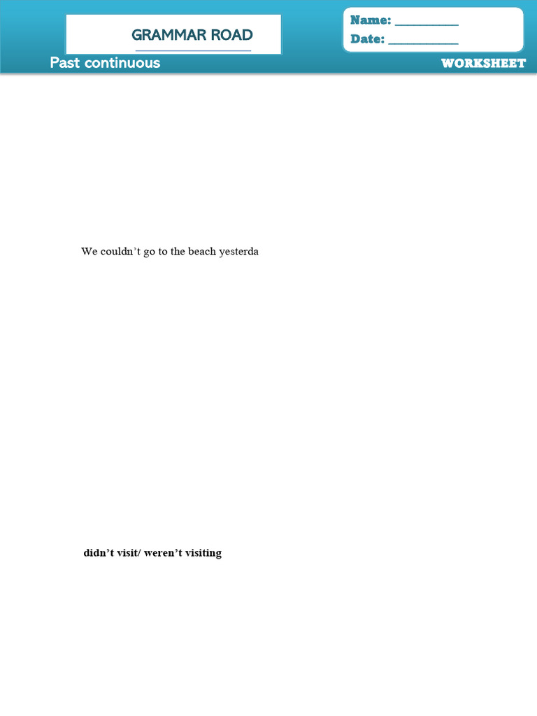 Past Continuous - Worksheet 1+2 | PDF