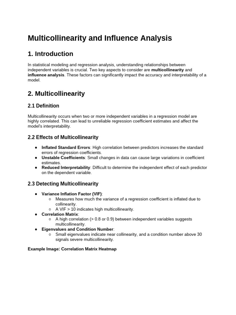 VyIn1ySLKEeApdge35PA - Multicollinearity and Influence Analysis | PDF | Multicollinearity ...