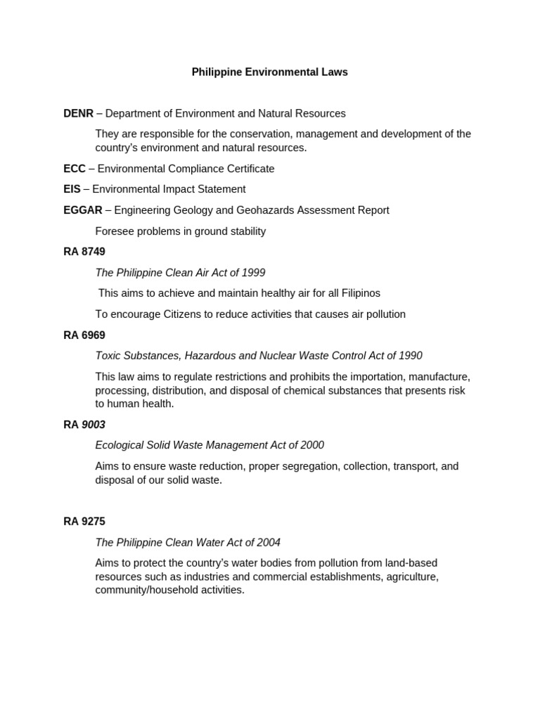 Philippine Environmental Laws | PDF