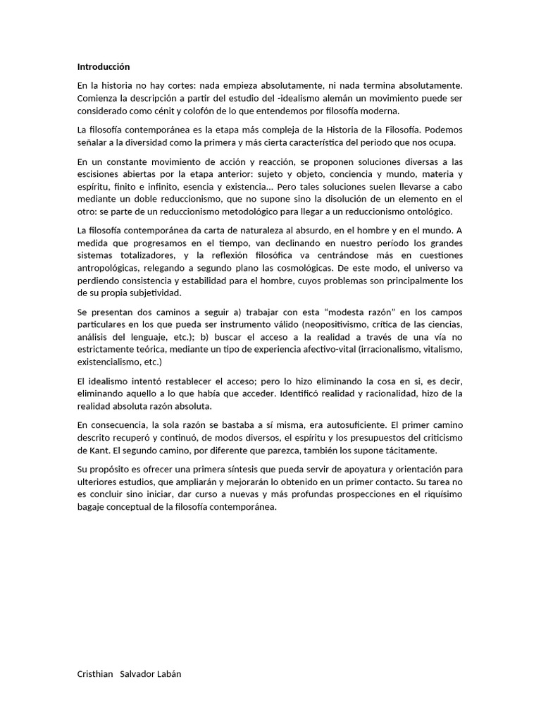 FILOSFIA COMTEMPOREANA | PDF | Realidad | Razón