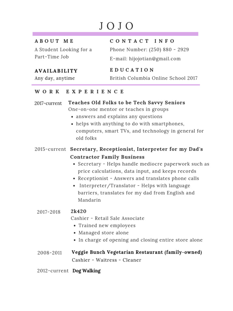 Jojo's Resume | PDF