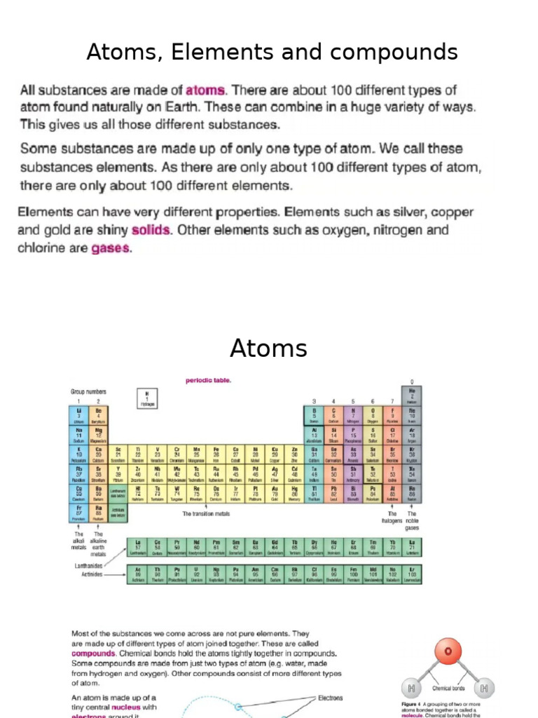 Atoms, Elements and Compounds | PDF