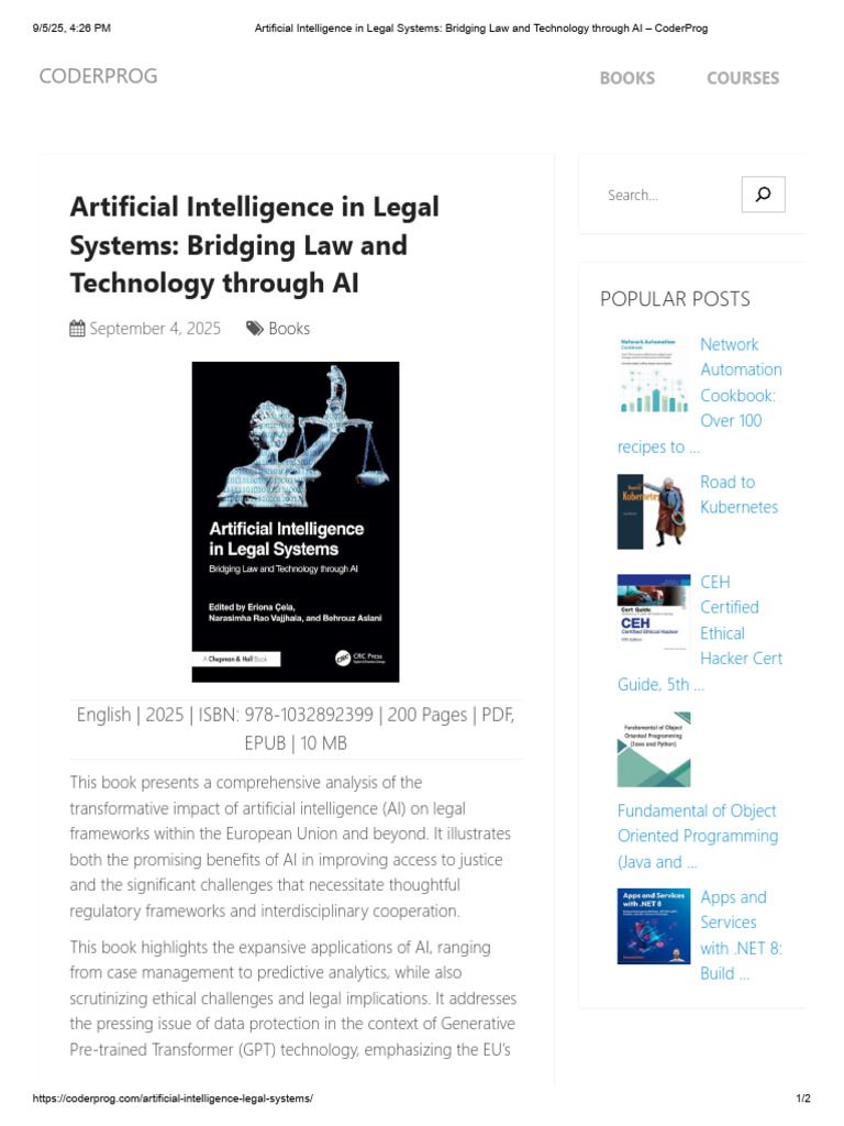 Artificial Intelligence in Legal Systems - Bridging Law and Technology Through AI - CoderProg ...