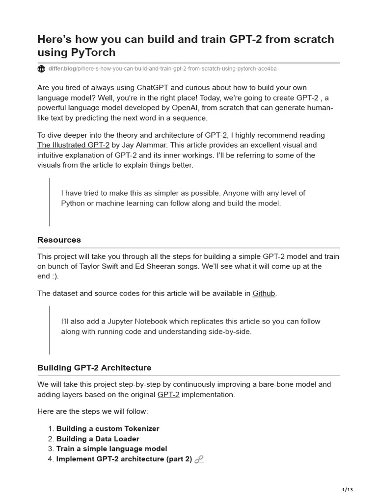 Build and Train GPT-2 from Scratch | PDF | Code | Software Engineering