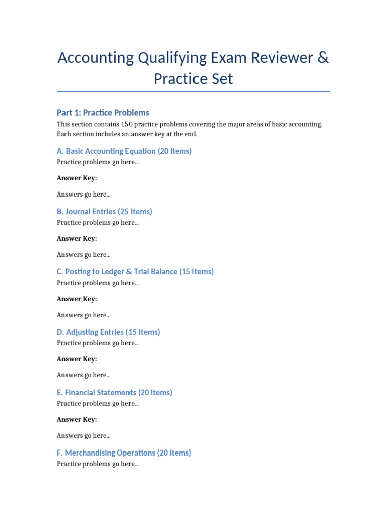 Accounting Exam Practice & Review Guide | PDF