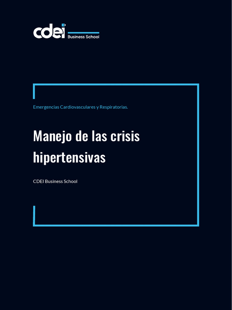Manejo De Las Crisis Hipertensivas Pdf Hipertensión