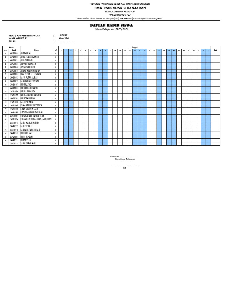 Rekap Absen Agustus 2025 | PDF