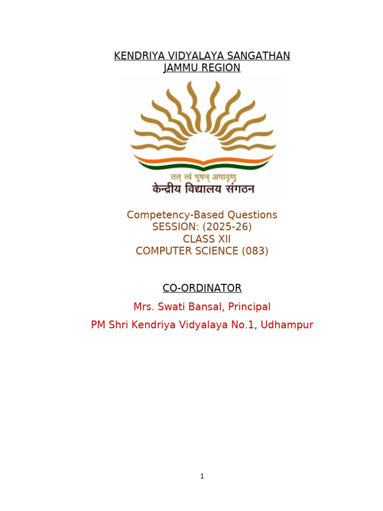 CBQs for Class XII Computer Science | PDF | Parameter (Computer ...