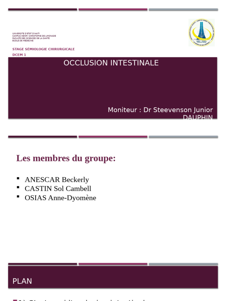 Occlusion Intestinale | PDF | Tractus gastro-intestinal | Gros intestin