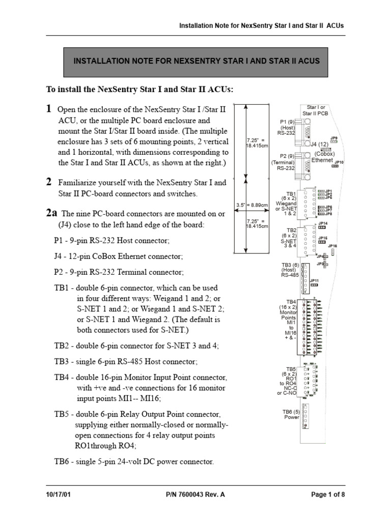 NexSentry Star ACU Installation Guide | PDF | Relay | Power Supply