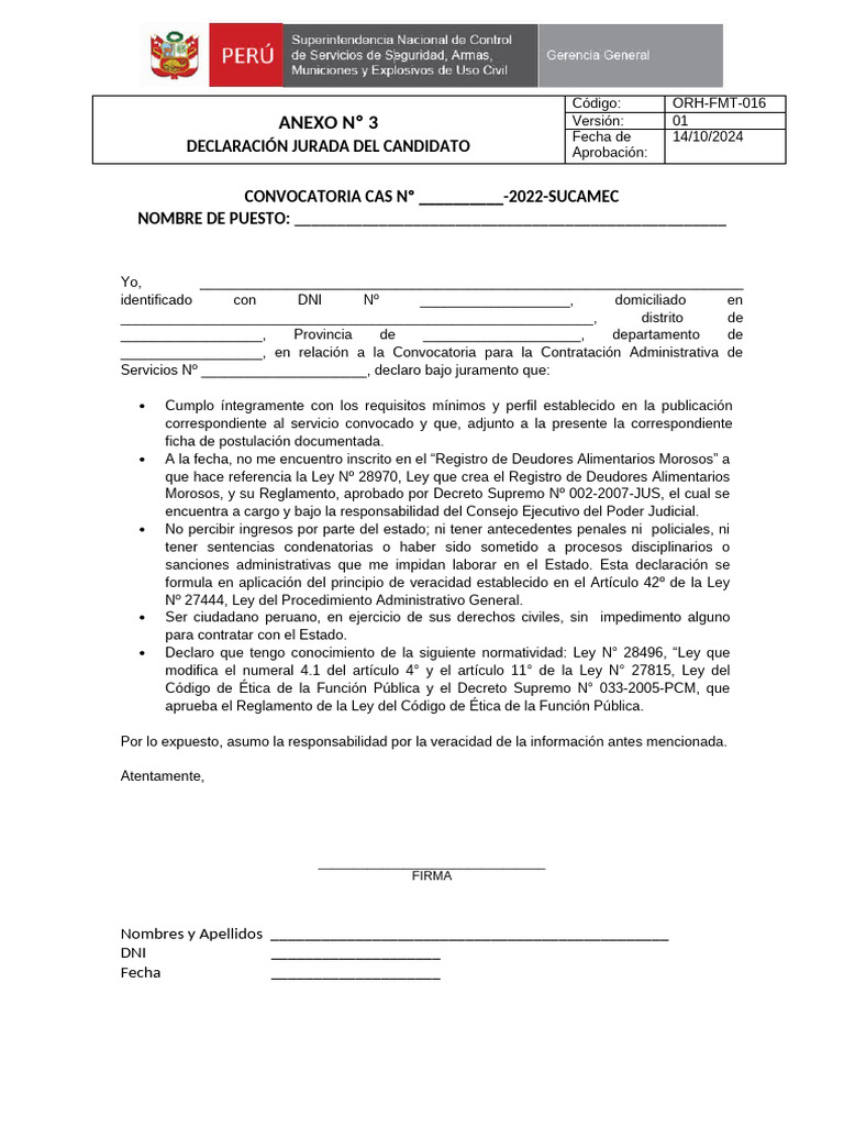 Anexo3 2022 Dj Del Candidato Codificado | PDF