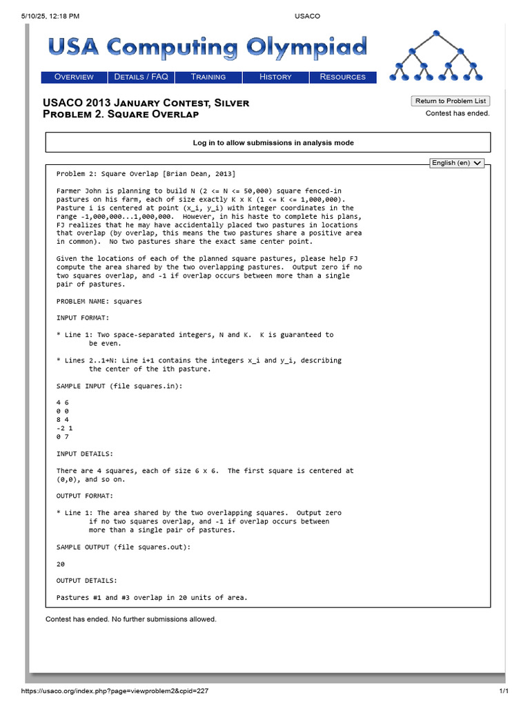 Square Overlap Problem Analysis | PDF