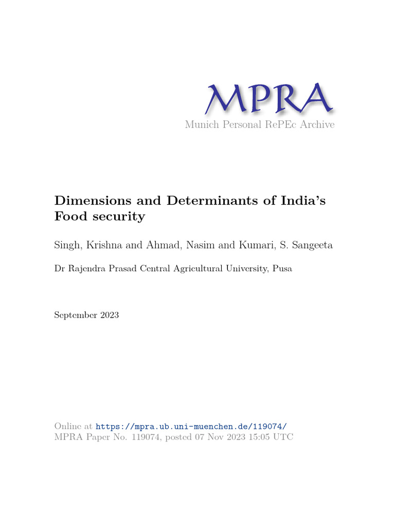 Dimension of Food Security | PDF | Food Security | Malnutrition