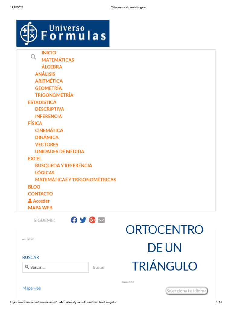 Ortocentro de un triángulo: definición y propiedades | PDF | Triángulo ...