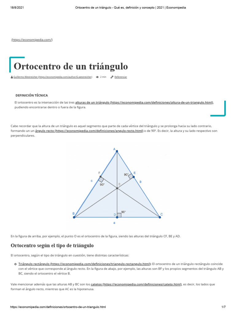 Ortocentro de Un Triángulo - Qué Es, Definición y Concepto - 2021 ...