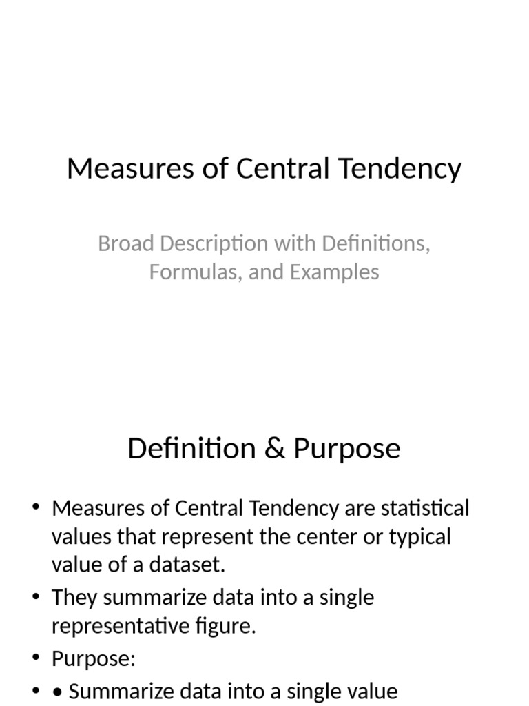 Measures of Central Tendency Presentation | PDF