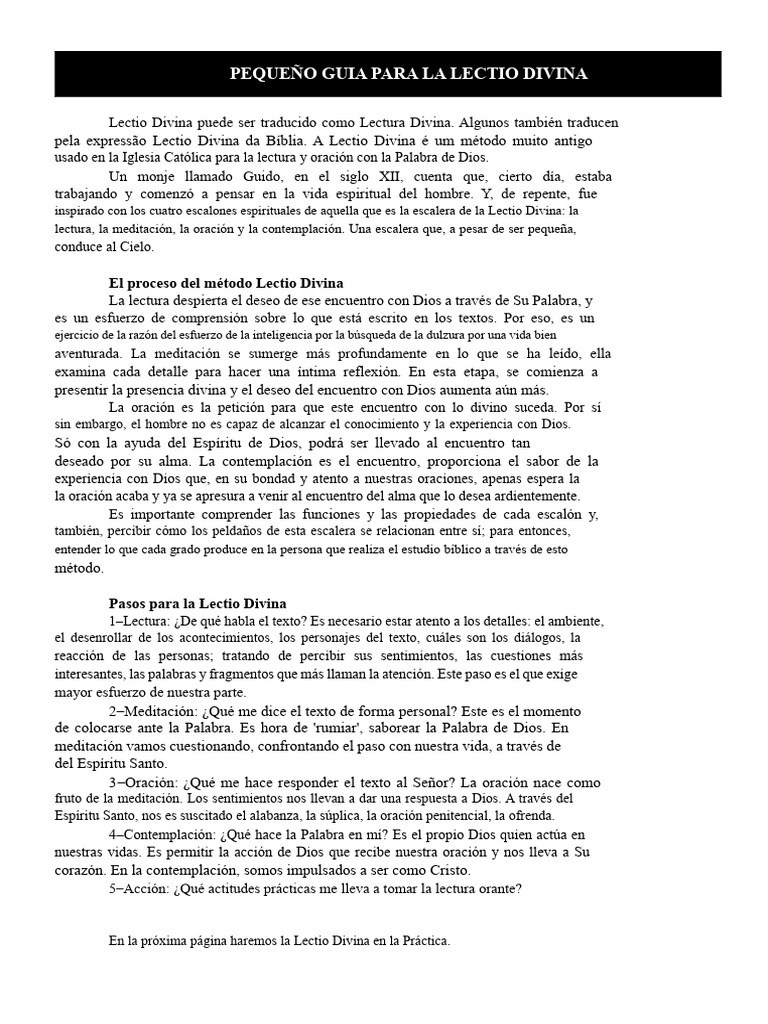Guía Práctica de Lectio Divina | PDF | Lectio Divina | Oración