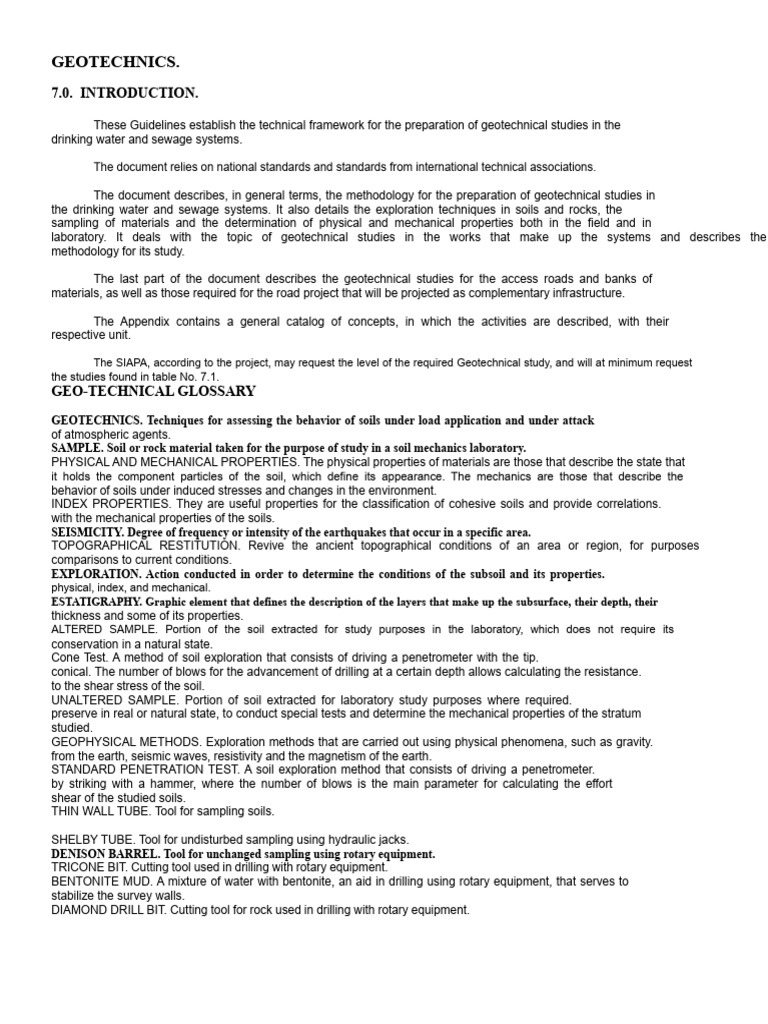 Geotechnical Study Guidelines for Water Systems | PDF | Geotechnical ...
