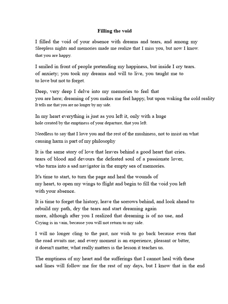 Filling The Void | PDF