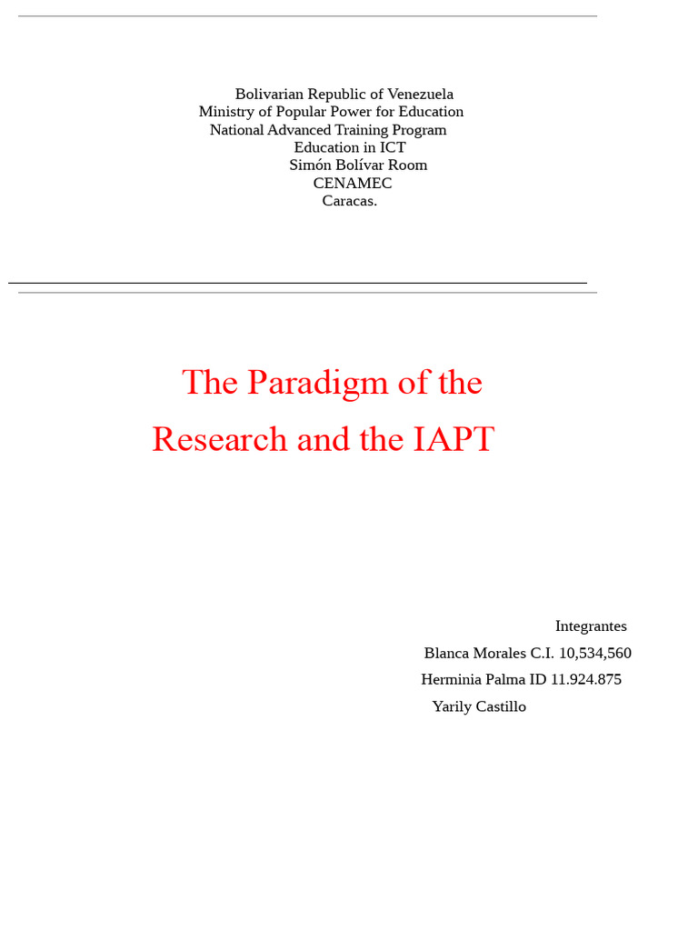 Paradigm of Educational Research and The IAPT - Odt | PDF | Positivism ...