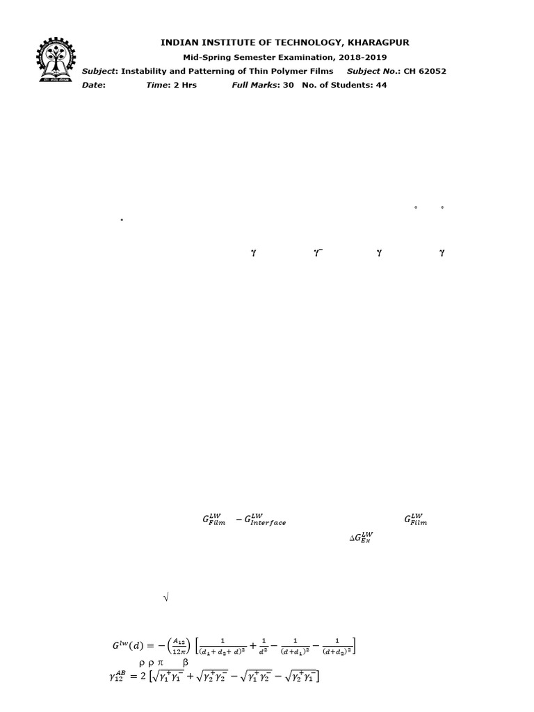 2019 Mid SEM Instability | PDF | Wetting | Applied And ...