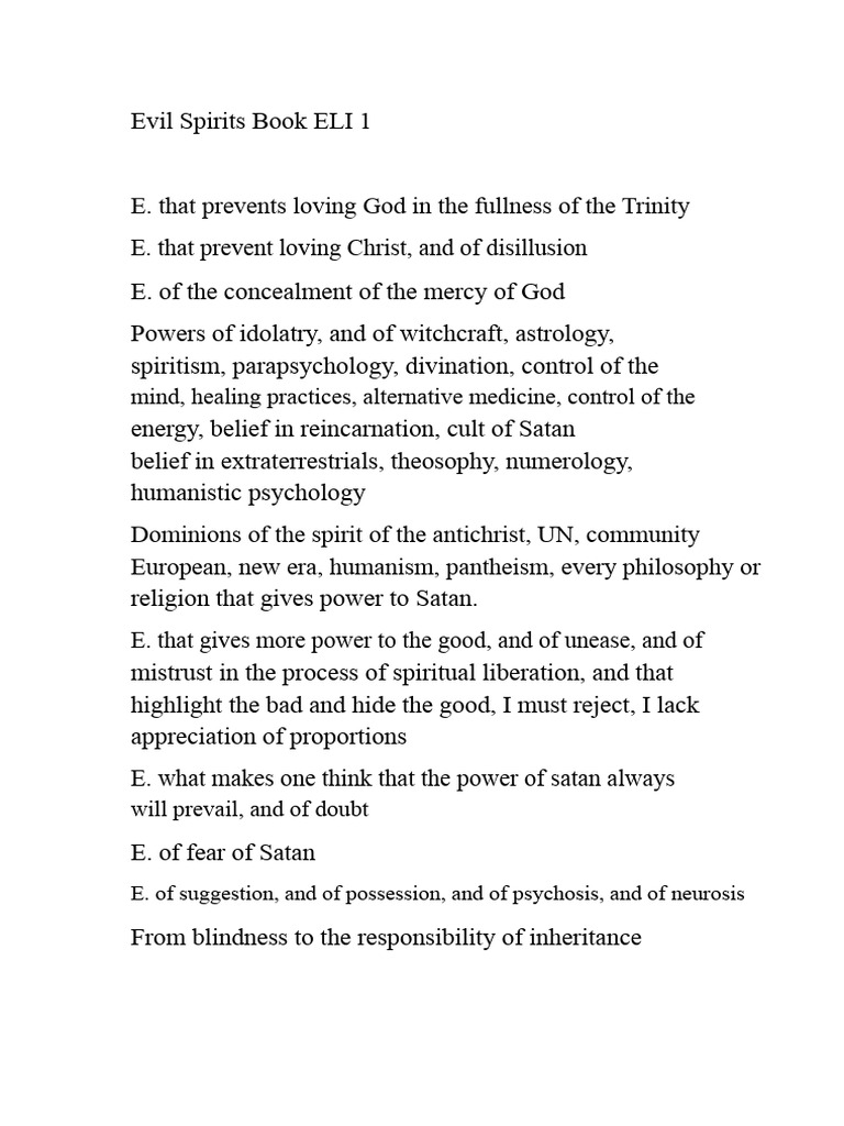 Evil Spirits book ELI 1 | PDF | Forgiveness | Demons