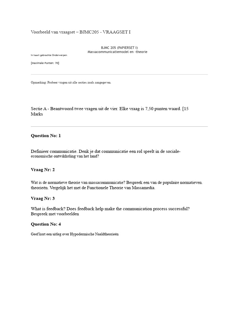 Voorbeeld Vraagpapier BAJMC | PDF