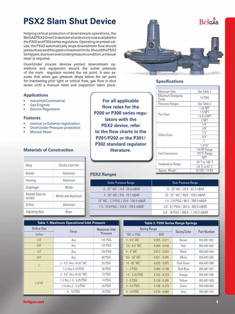 PSX 2 Spec Sheet A27ecd320b | PDF | Valve | Mechanical Engineering