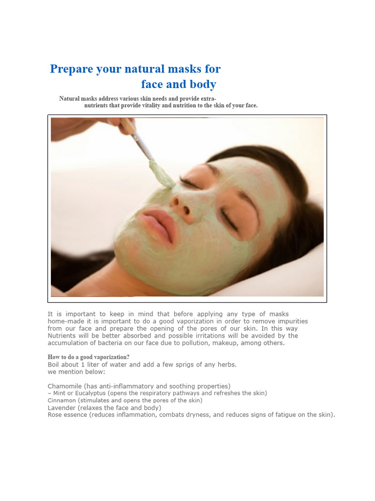 Make Your Natural Masks for Face and Body | PDF