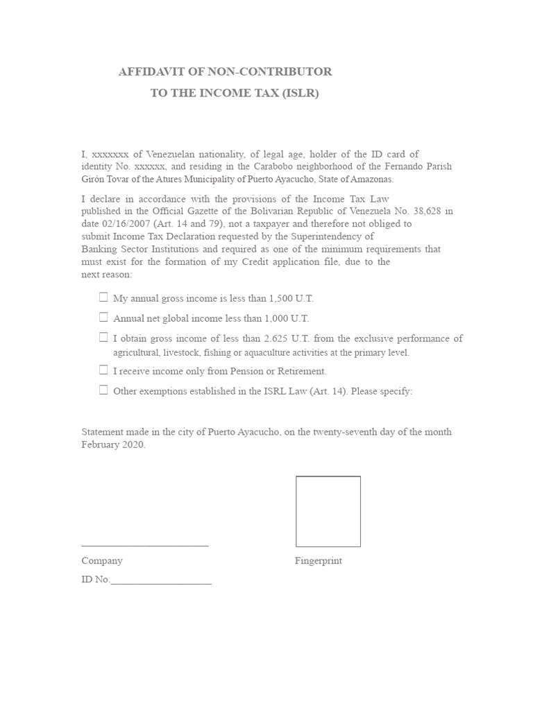 Affidavit of Non-Contributor Tax Status | PDF