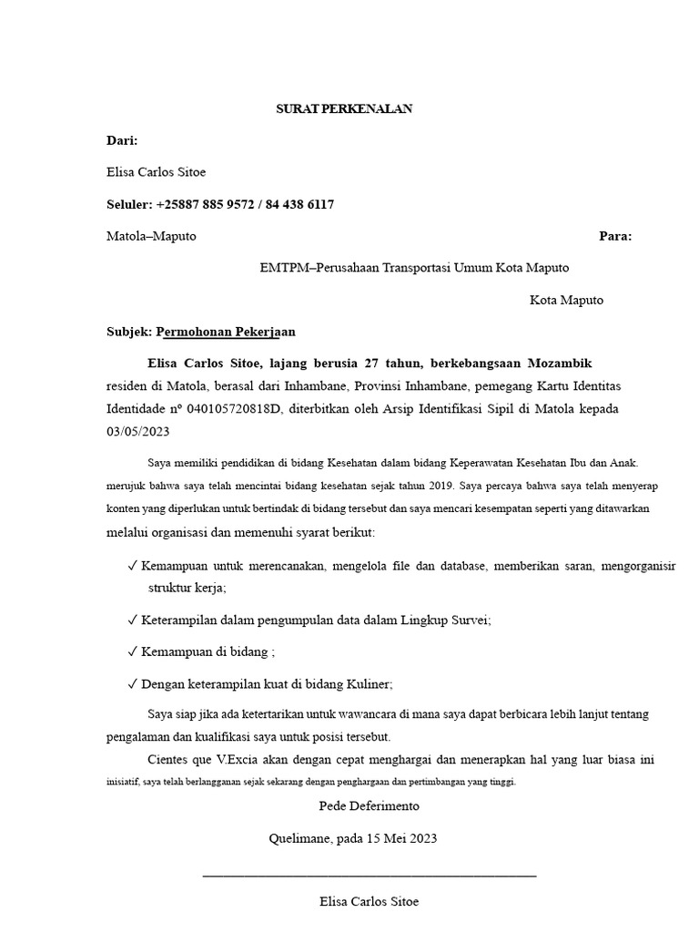Surat Perkenalan | PDF