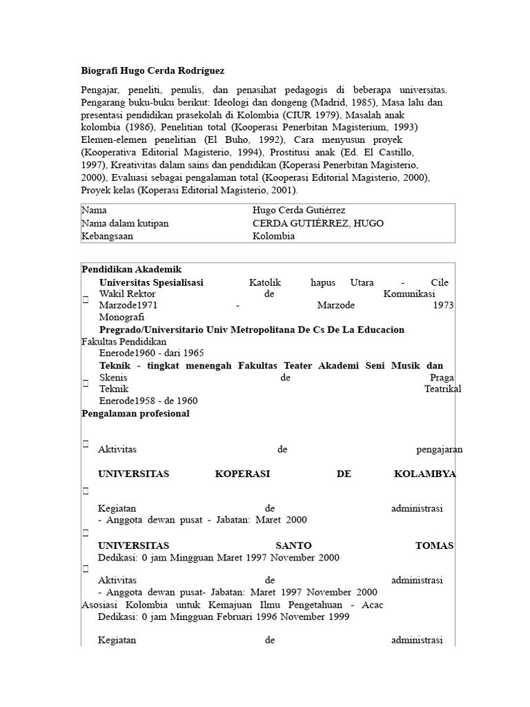 Biografi Hugo Cerda Rodríguez | PDF