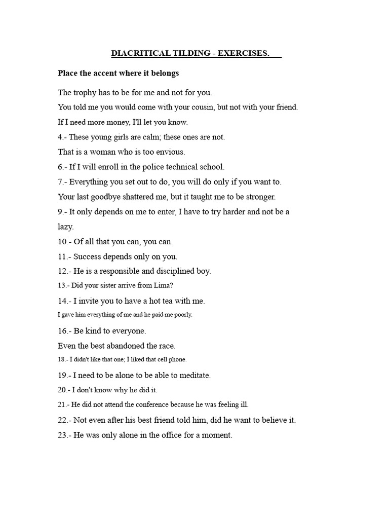 Diacritical Tilding - Exercises | PDF