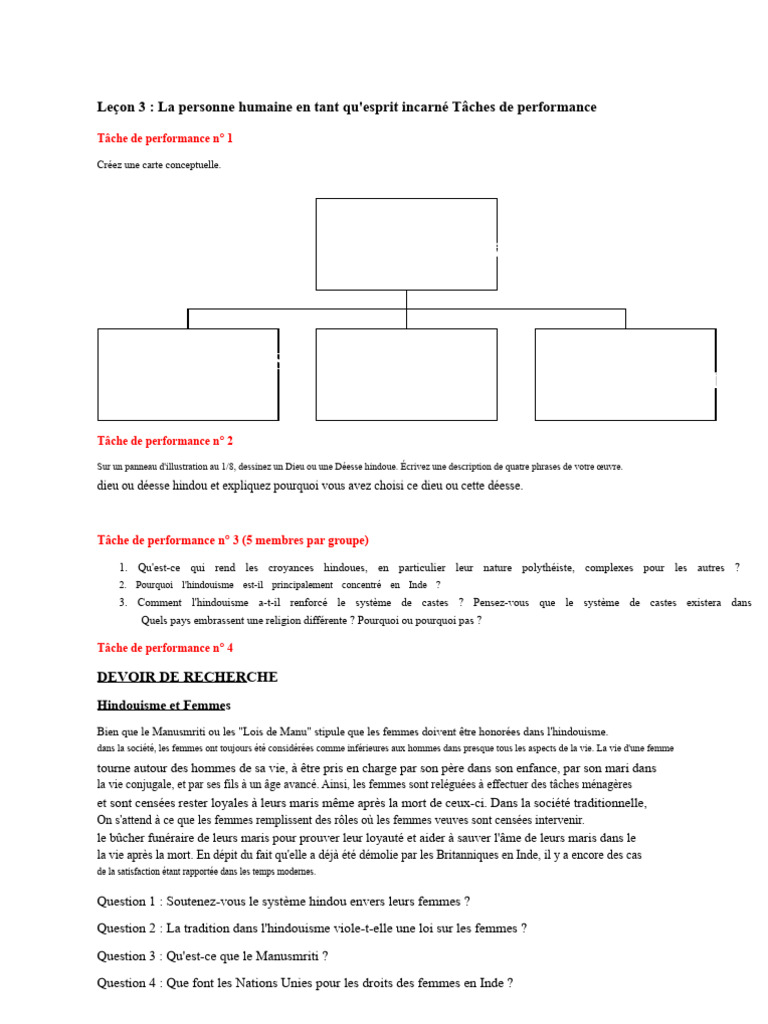 Leçon 3 - Tâche de Performance | PDF | Dalit
