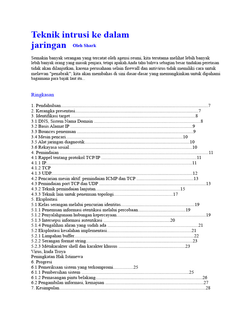 Teknik Intrusi Dalam Jaringan | PDF