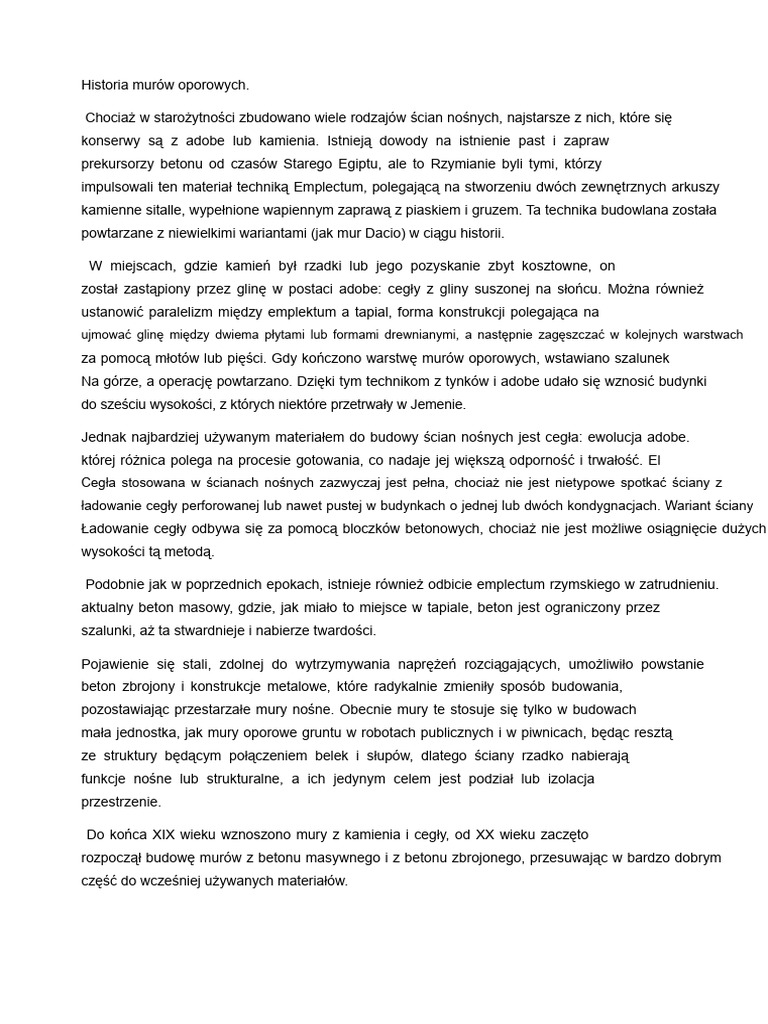 Historia Murów Wzmacniających | PDF