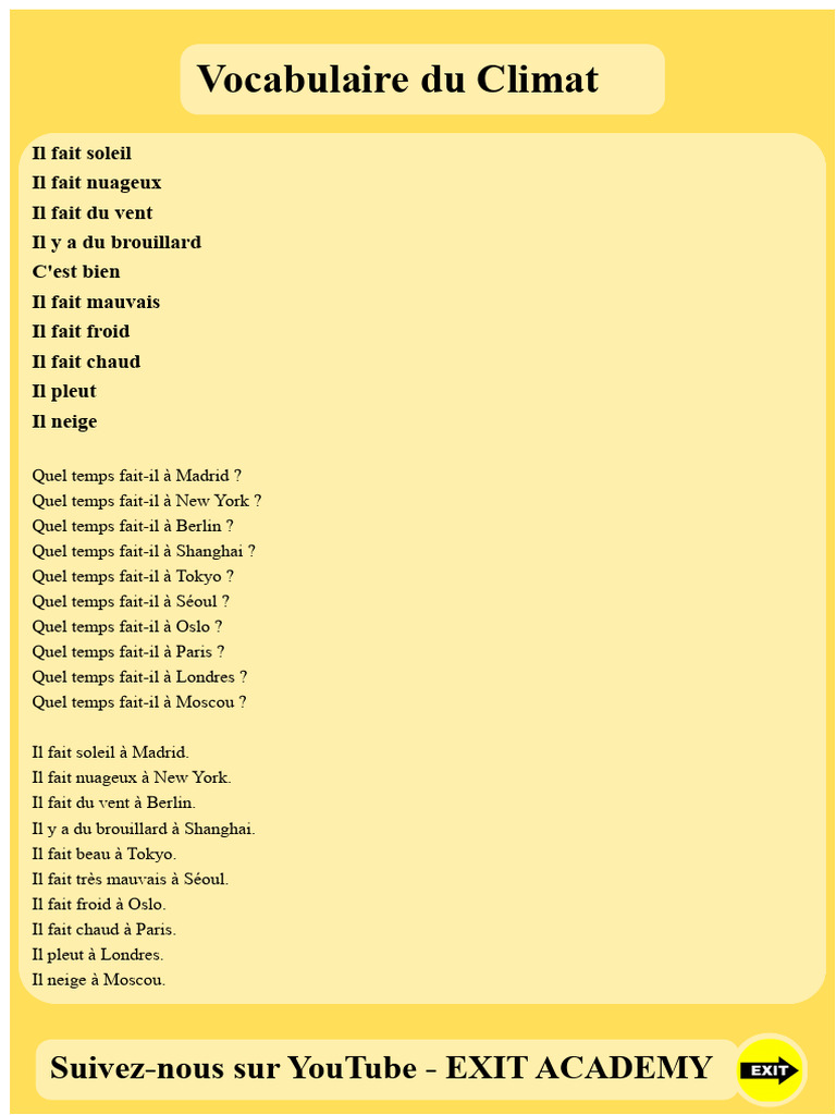 Vocabulaire Du Climat en Anglais | PDF