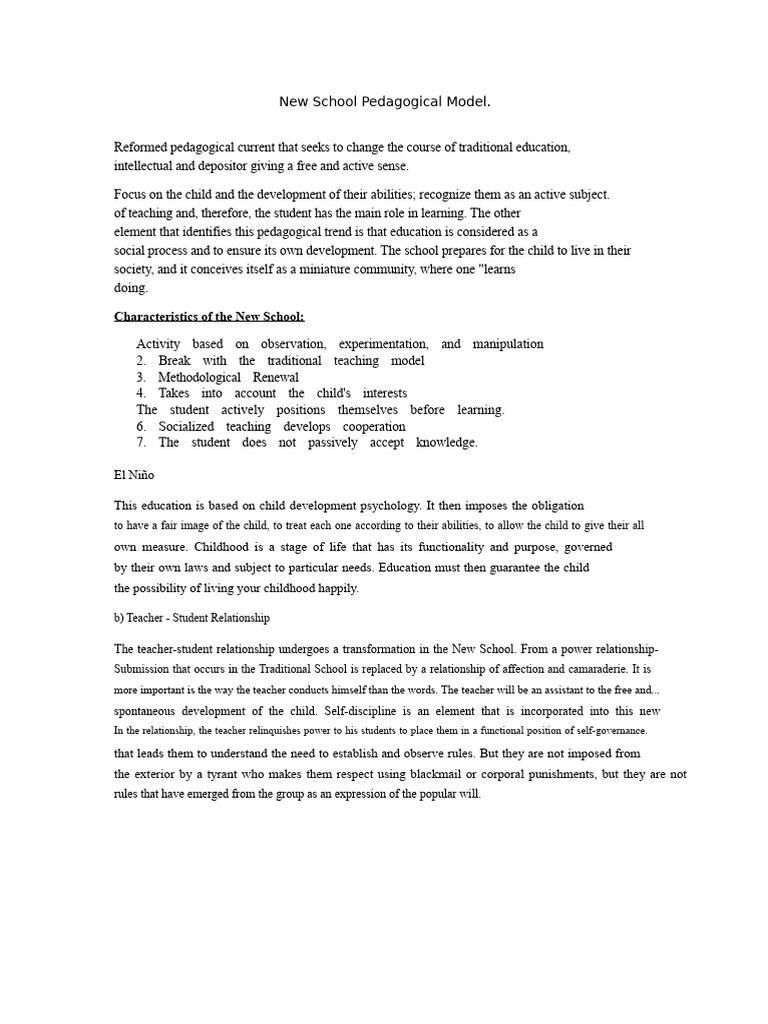 New School Pedagogical Model | PDF | Pedagogy | Knowledge