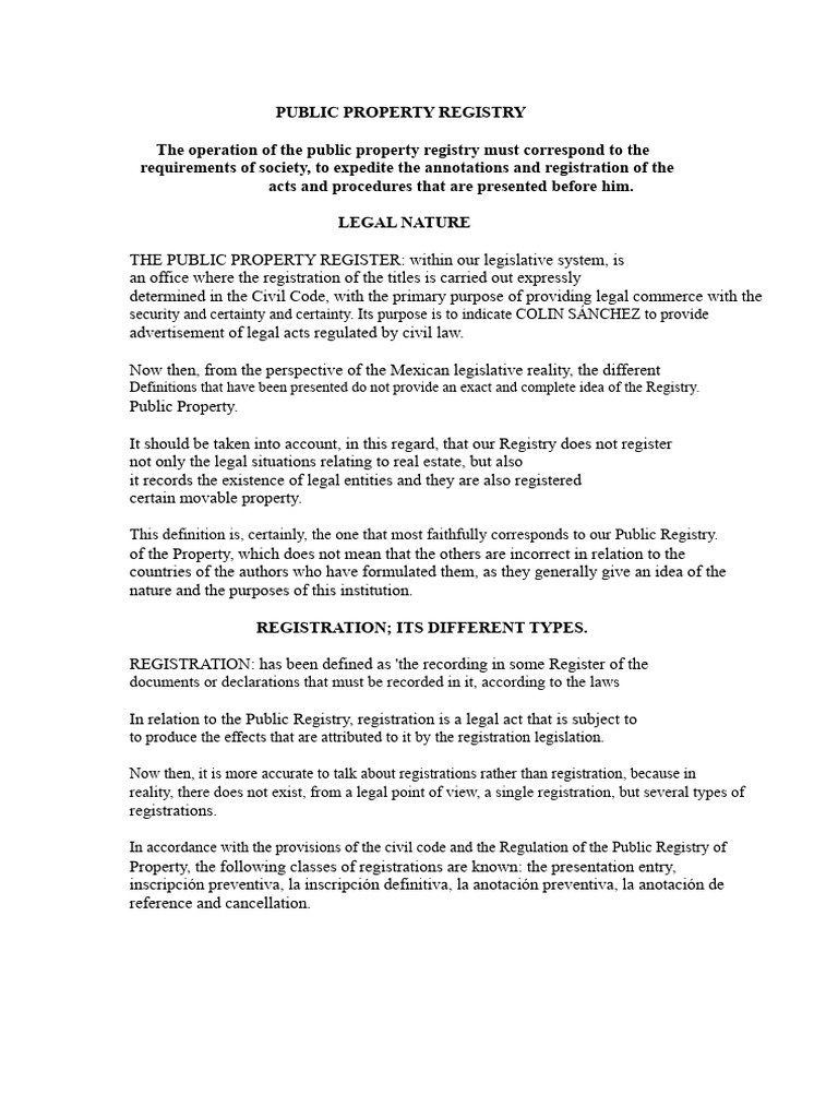 Public Property Registry | PDF | Property | Mortgage Law