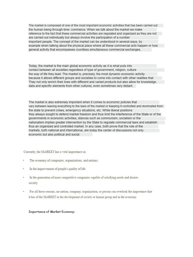 Importance of Market Economy Explained | PDF | Market (Economics ...