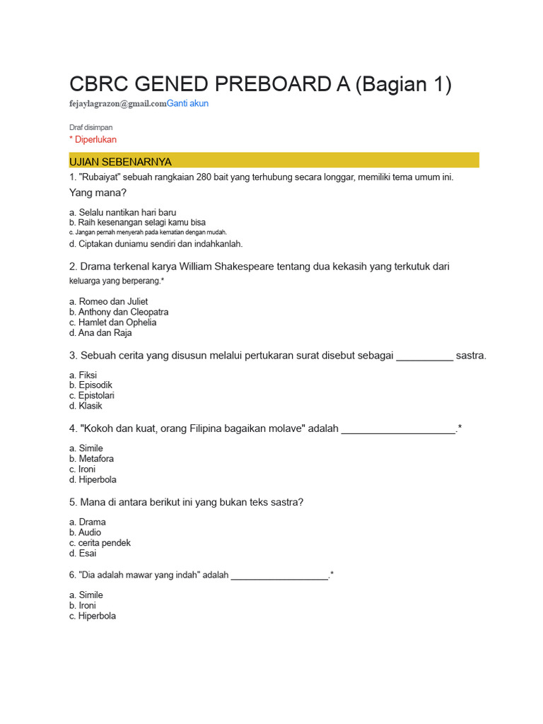 CBRC Gened Preboard A | PDF