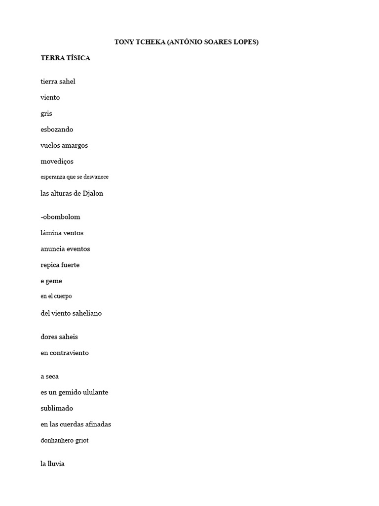 Tony Tcheka - Poesía (Guinea) | PDF