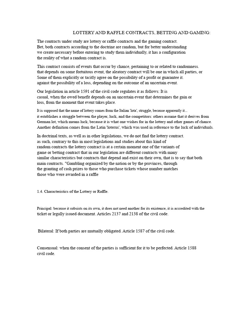 Lottery and Raffle Contract | PDF | Lottery | Gambling