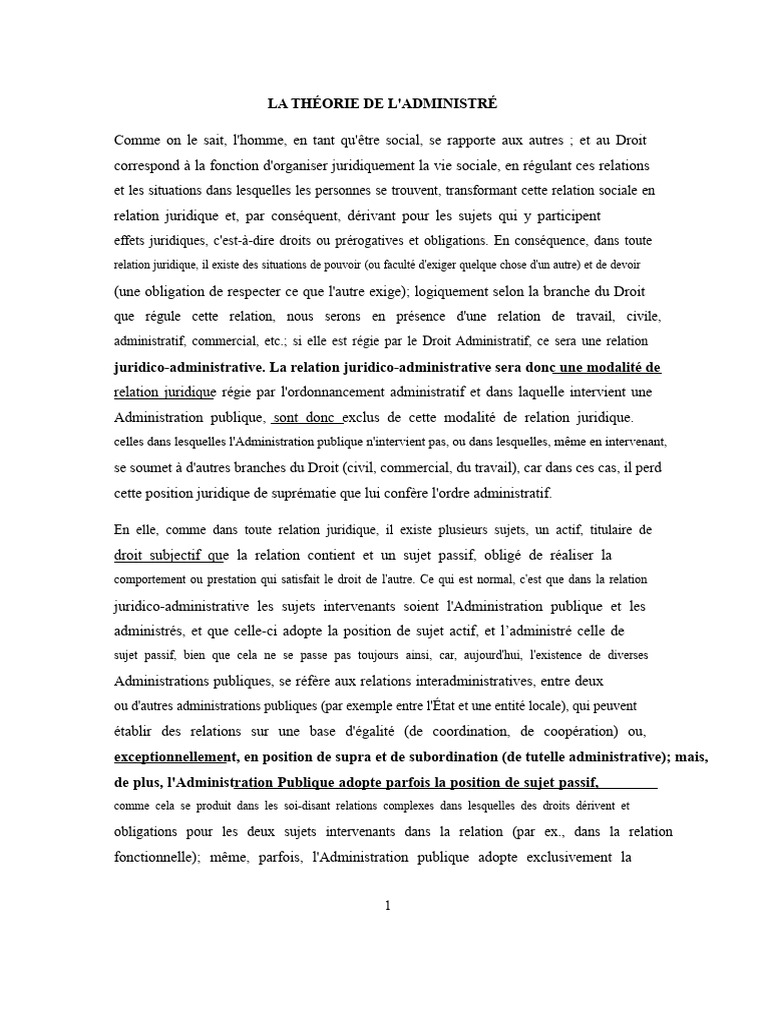 Théorie de l'Administré en Droit Administratif | PDF | Loi | Constitution