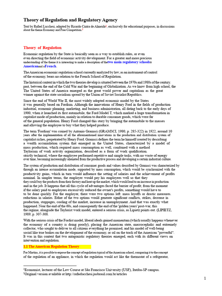 Understanding Regulation Theories in Economics | PDF | Market ...