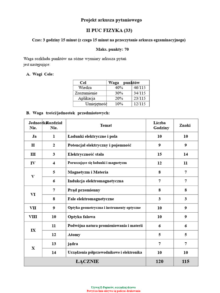 2gi Puc Fizyka Modelowy Arkusz Pytan 2023 PDF | PDF